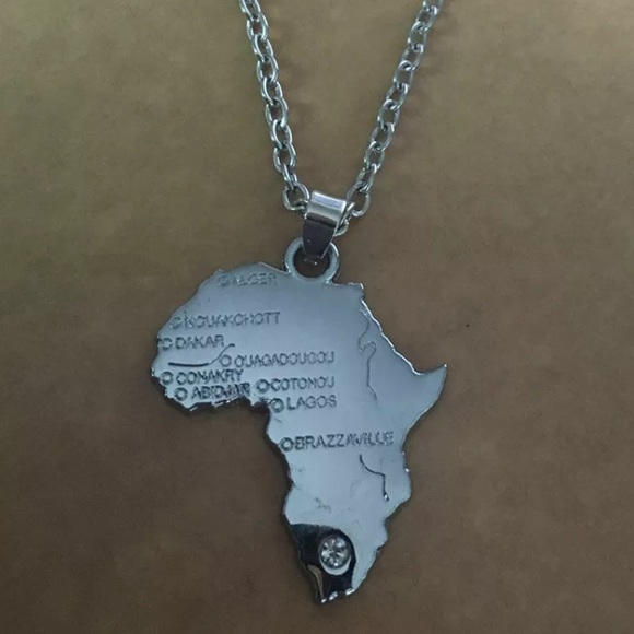 Jewelry | Africa Map Necklace With Stone Engraved Silver | Poshmark